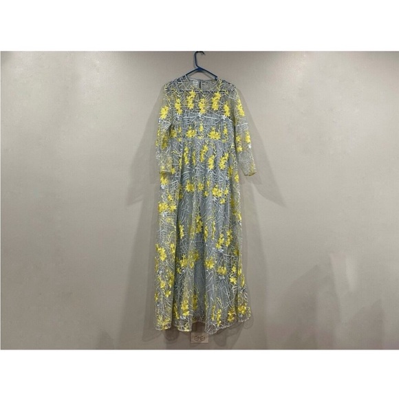 ASOS | Dresses | Asos Light Blue Yellow Embroidered Floral Gown Us 8 ...